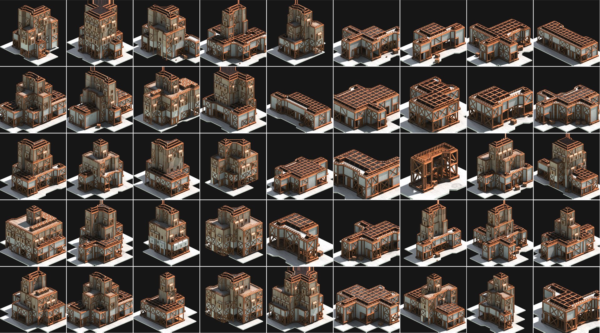 3D 50 Medieval Building Castle Town House Pack Bundle Kitbash ...