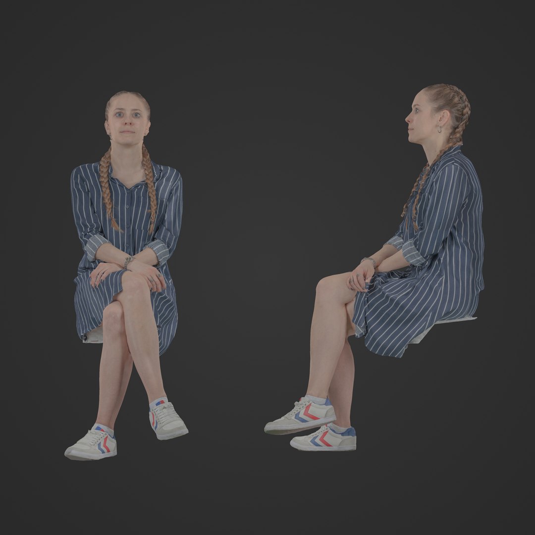 Young Woman Sitting And Watching - Photo Scan 3D Model - TurboSquid 2058153