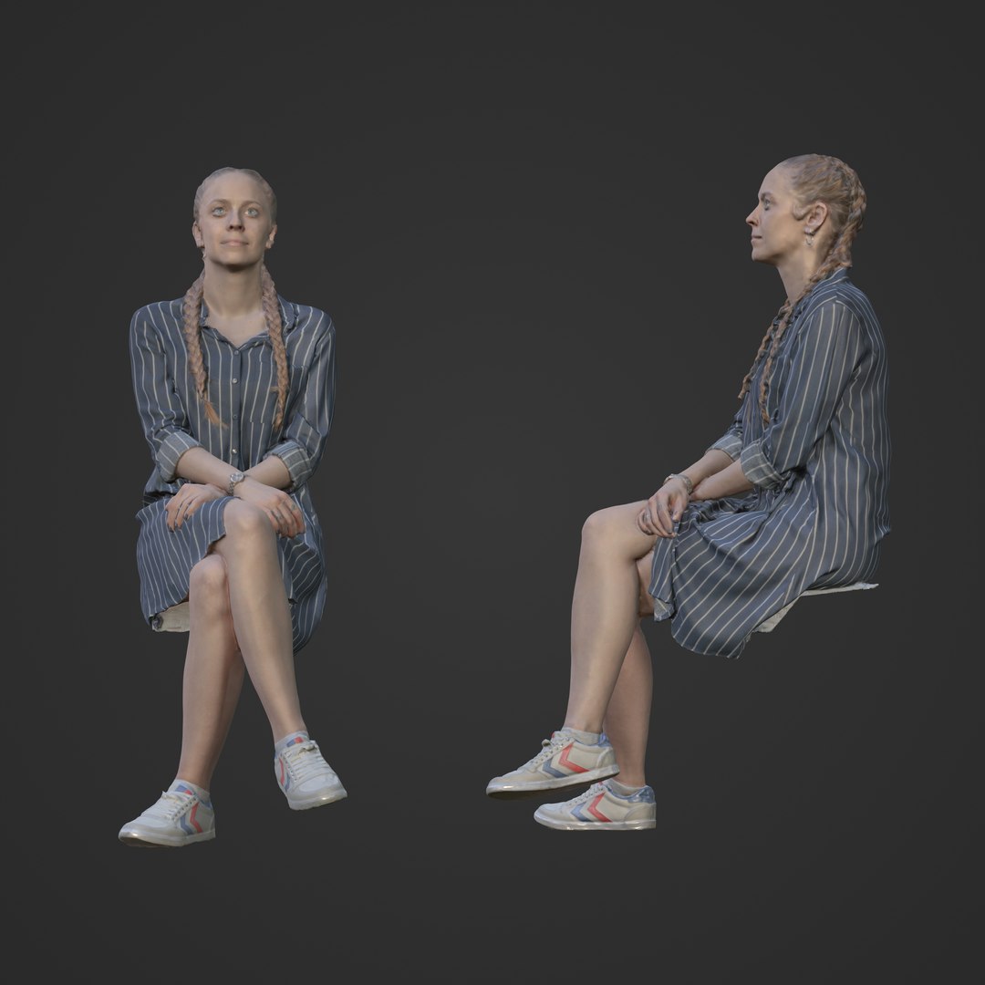 Young Woman Sitting And Watching - Photo Scan 3D Model - TurboSquid 2058153