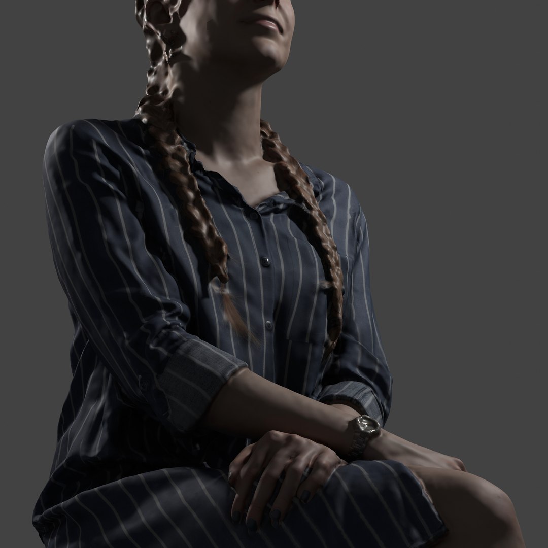 Young Woman Sitting And Watching - Photo Scan 3D Model - TurboSquid 2058153