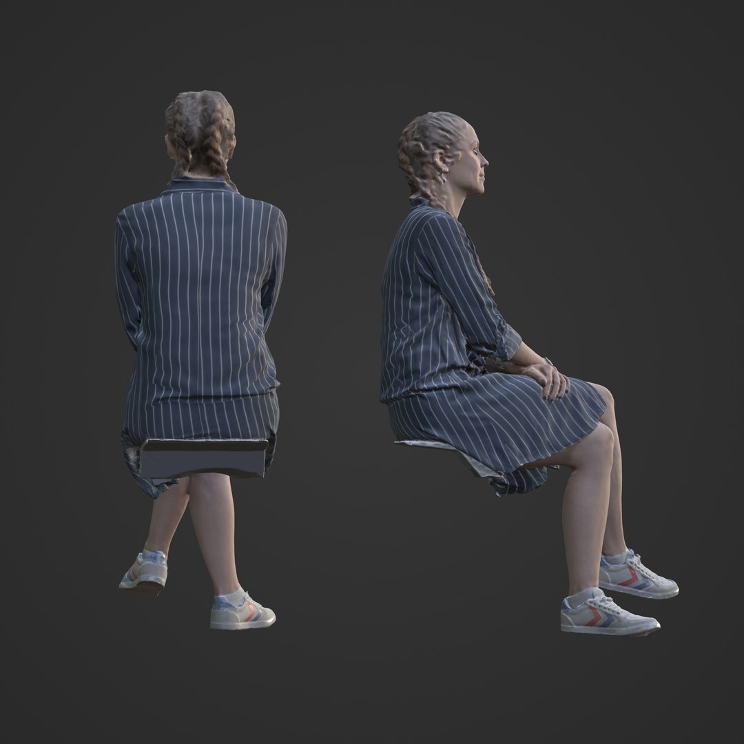 Young Woman Sitting And Watching - Photo Scan 3D Model - TurboSquid 2058153