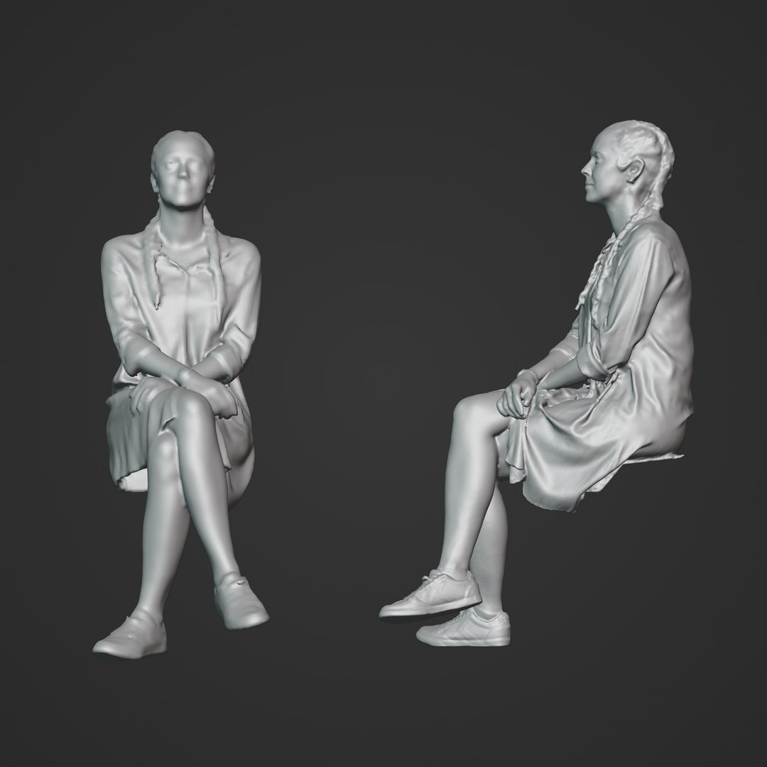 Young Woman Sitting And Watching - Photo Scan 3D Model - TurboSquid 2058153