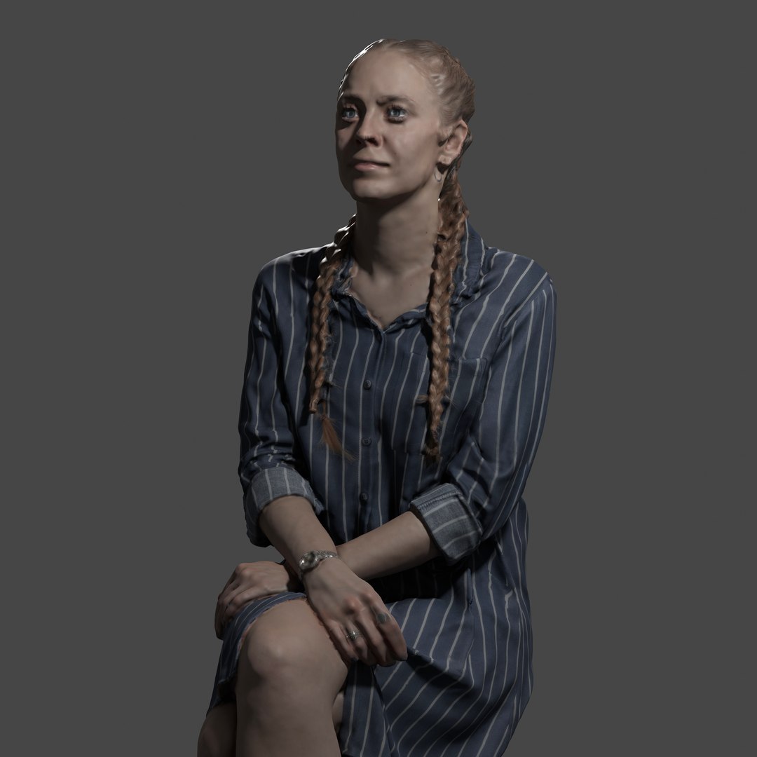 Young Woman Sitting And Watching - Photo Scan 3D Model - TurboSquid 2058153