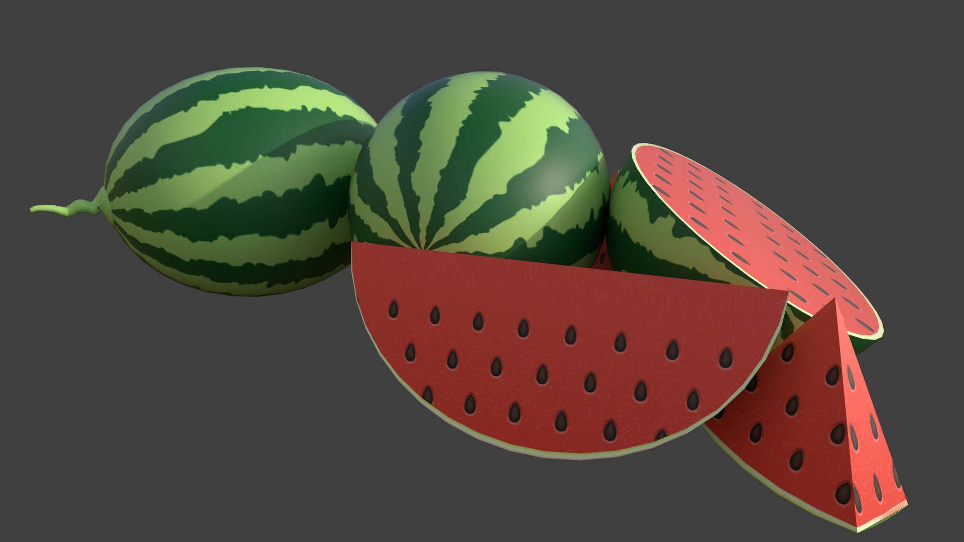 3D model Cartoon Watermelon Set 3D - TurboSquid 2163279