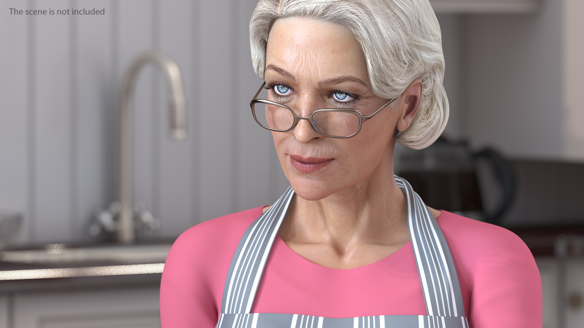 3D Elderly Female Chef With Apron Rigged For Maya - TurboSquid 2423698