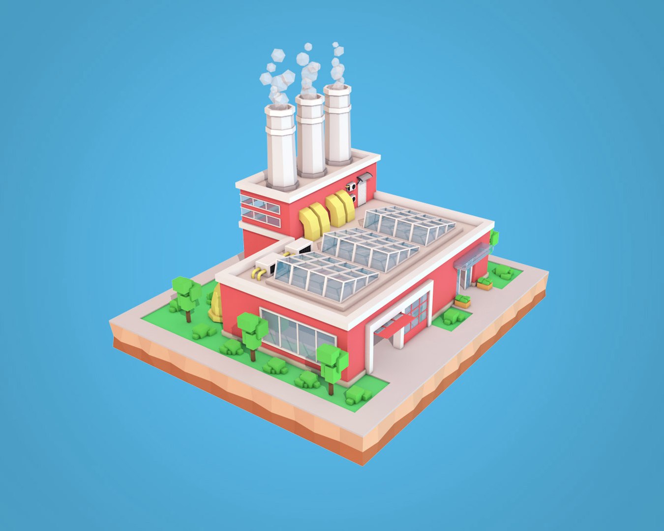 Smoke Factory Cartoon Plant Model - TurboSquid 1170809