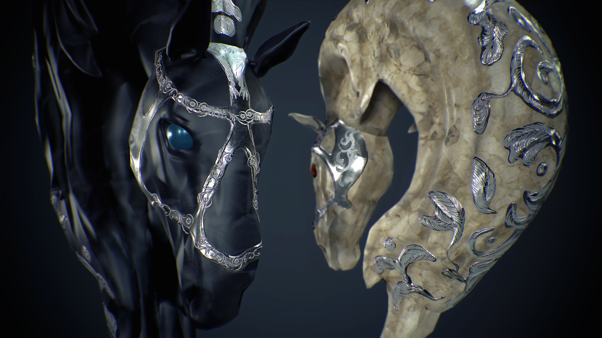 Black and White Horse Knights for Chess low poly 3D model - TurboSquid ...