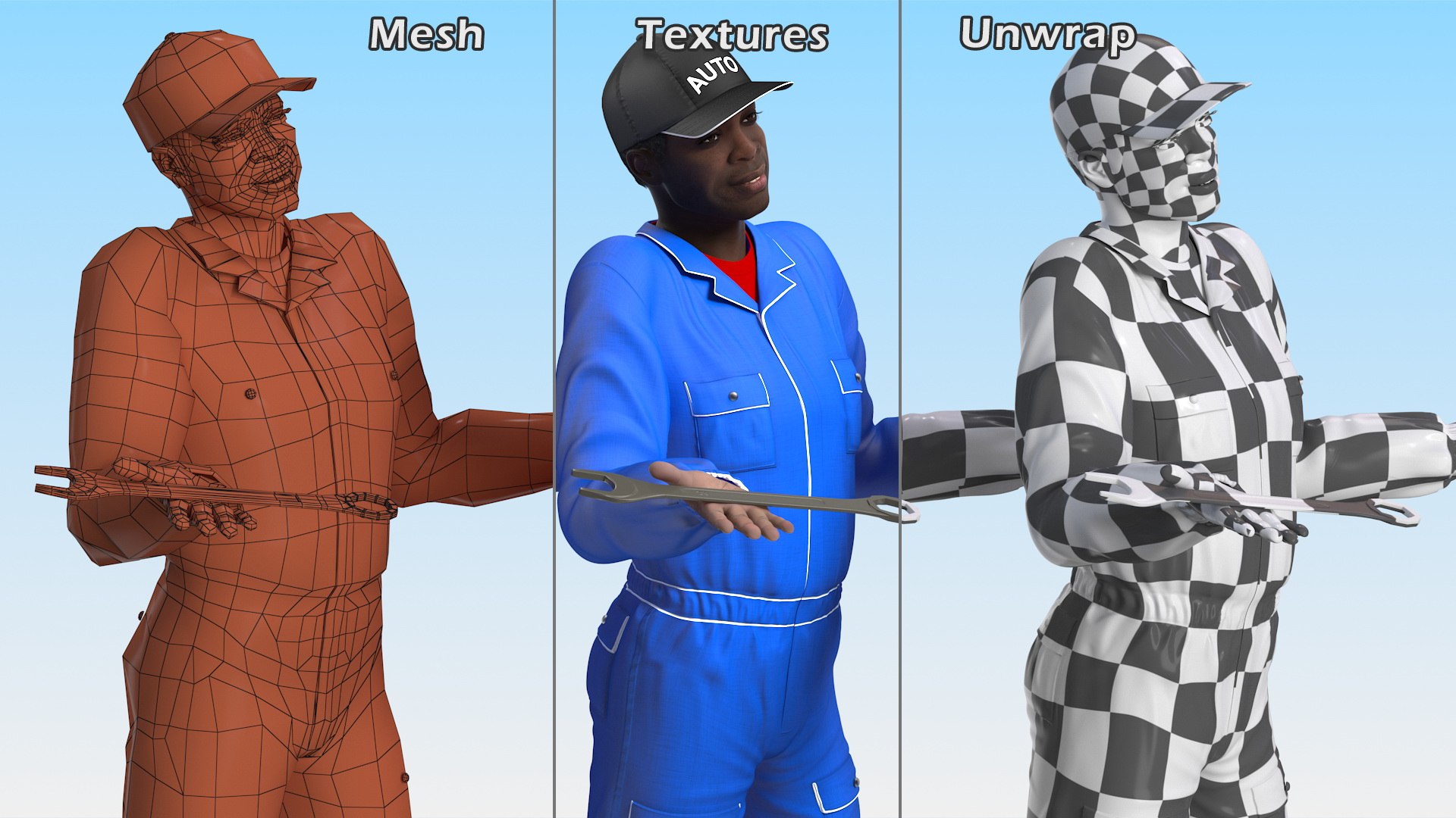 3D Dark Skin Black Auto Mechanic - TurboSquid 1752810