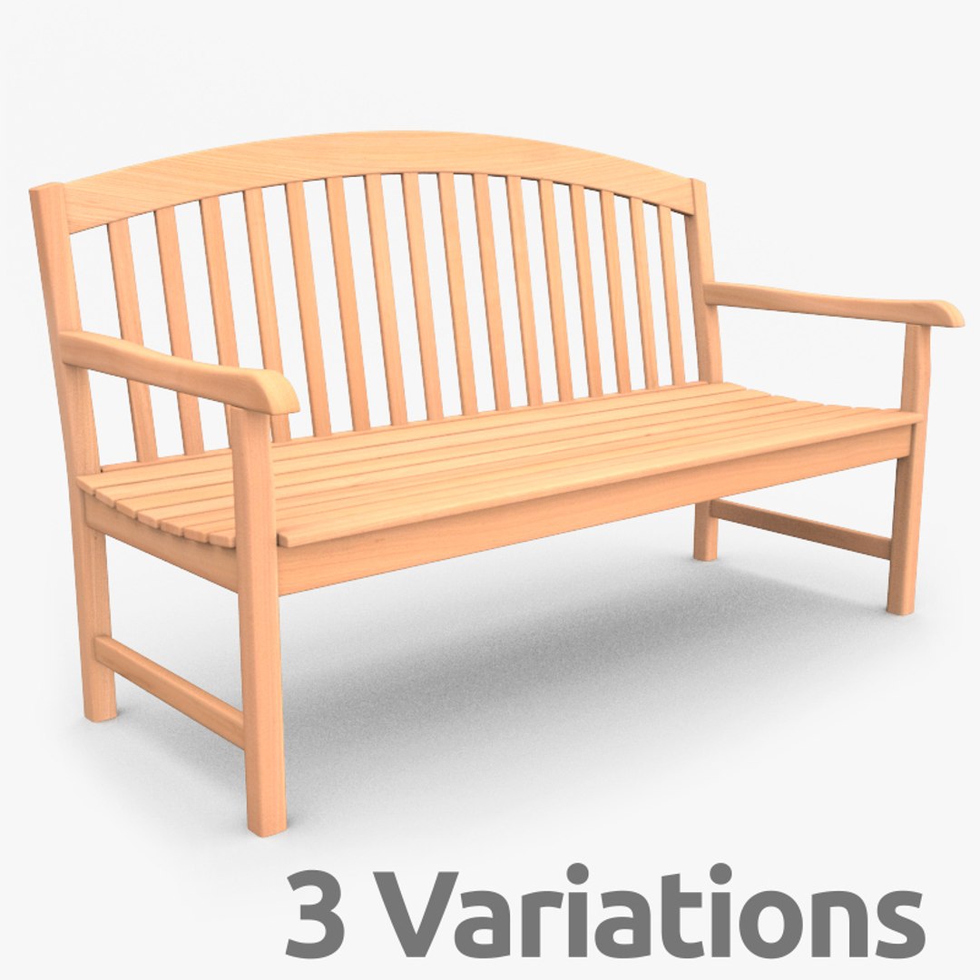 wood garden bench 3d model