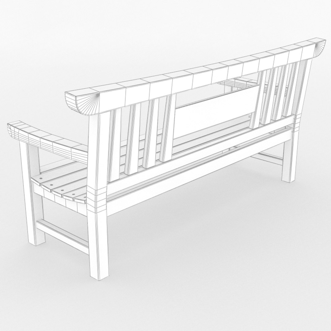 wood garden bench 3d model