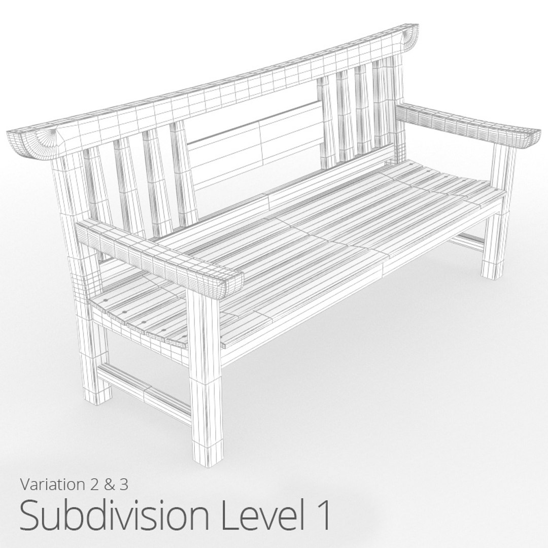 wood garden bench 3d model