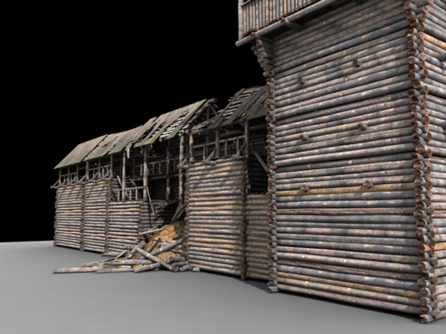 Ruined Wall Destroyed 3d Model
