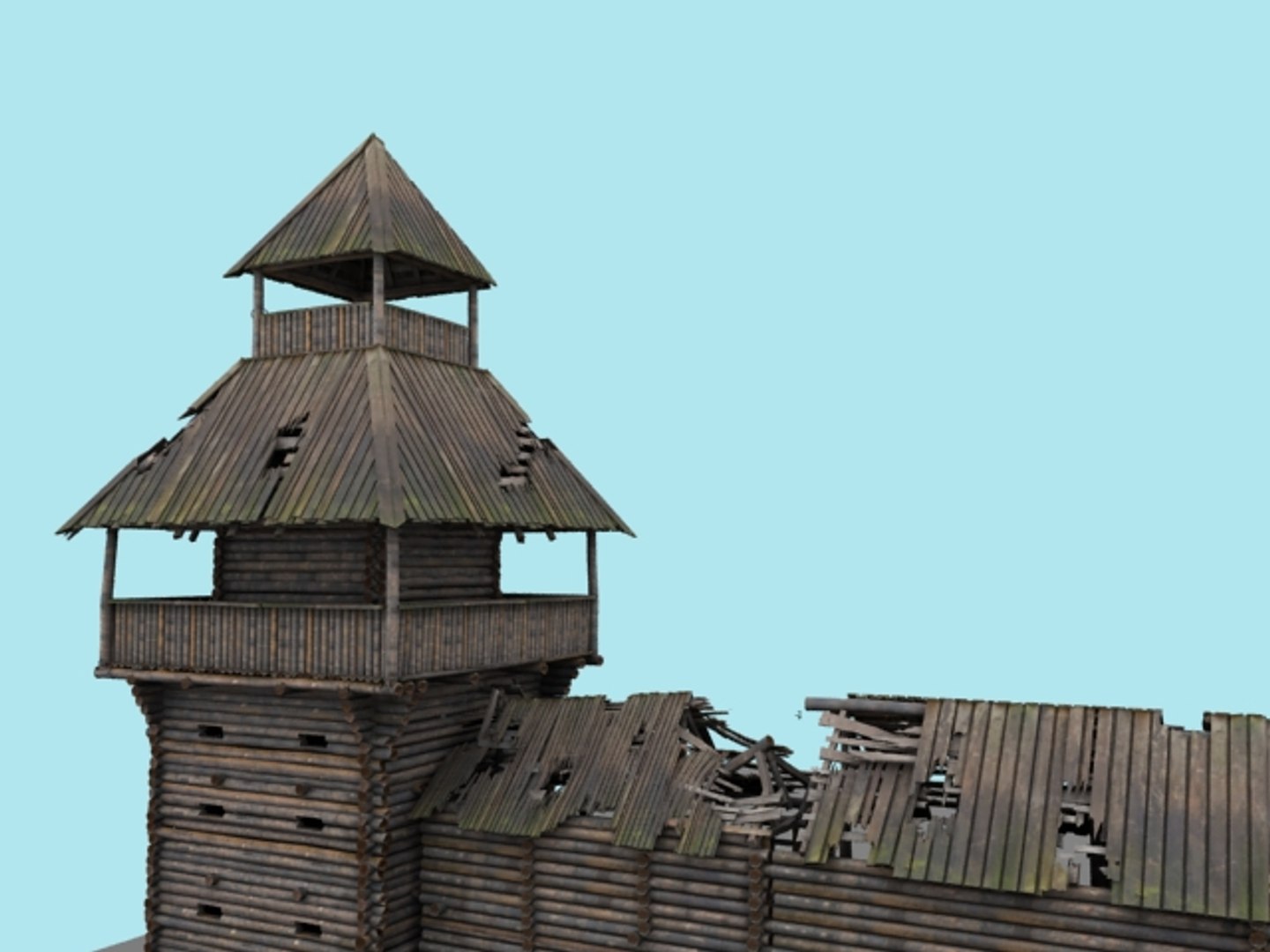 Ruined Wall Destroyed 3d Model