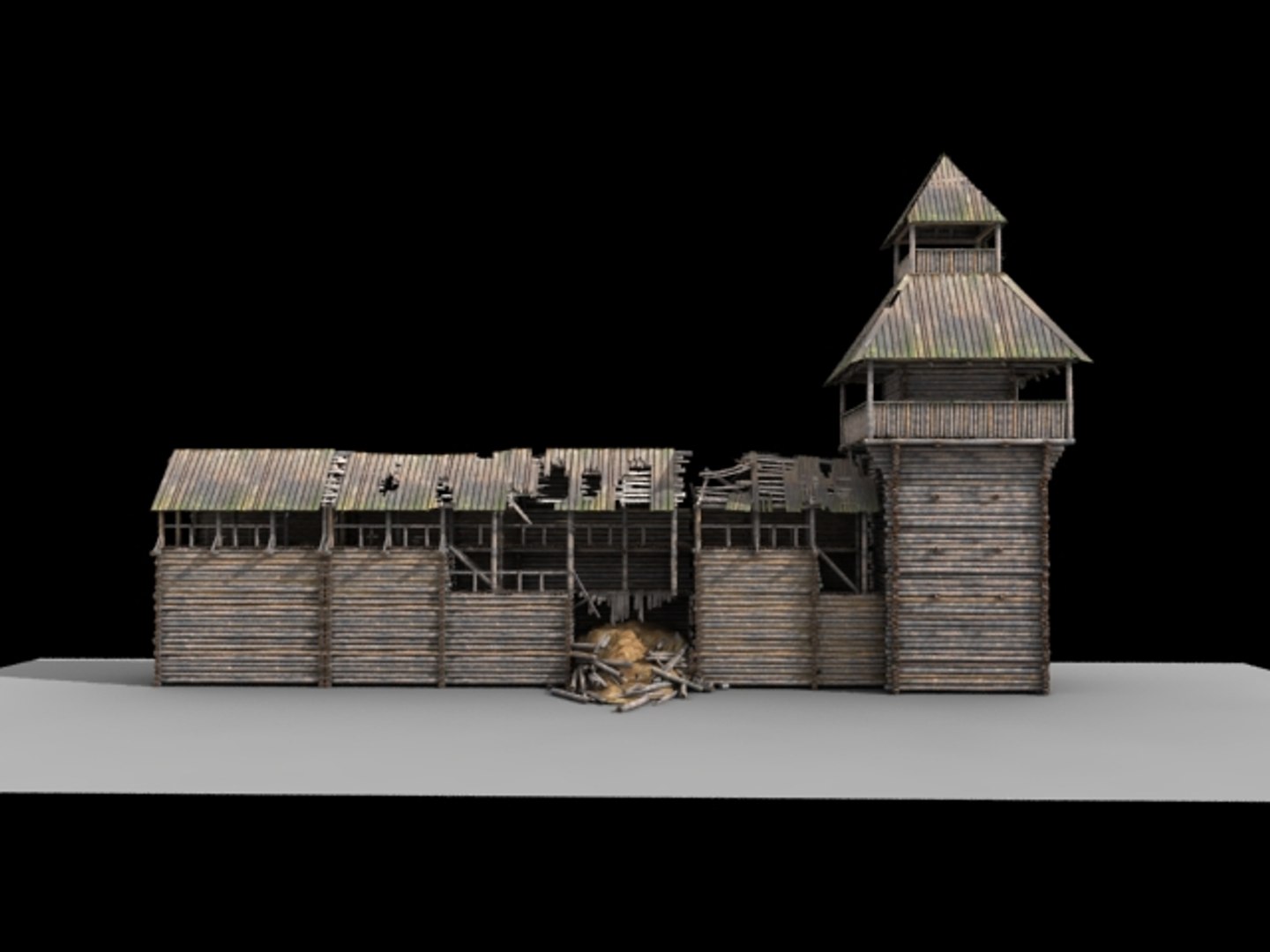 Ruined Wall Destroyed 3d Model