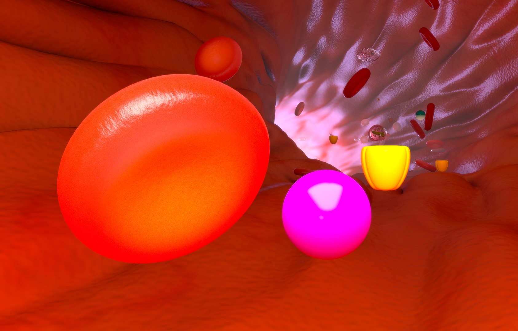 3D Blood Vessels With Blood Elements - TurboSquid 2187546