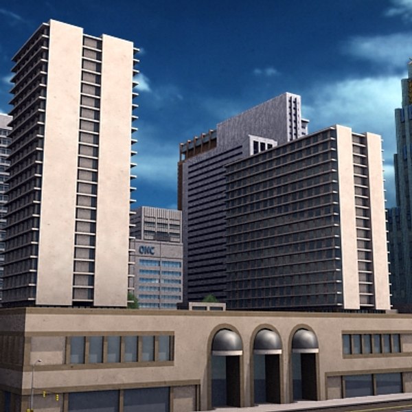 3d tileable city blocks buildings