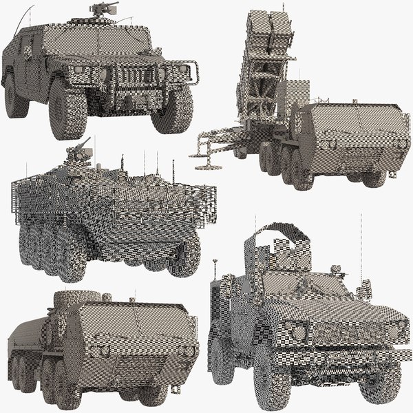 3D модель Американская колесная военная техника 5 в 1 UVW - TurboSquid ...