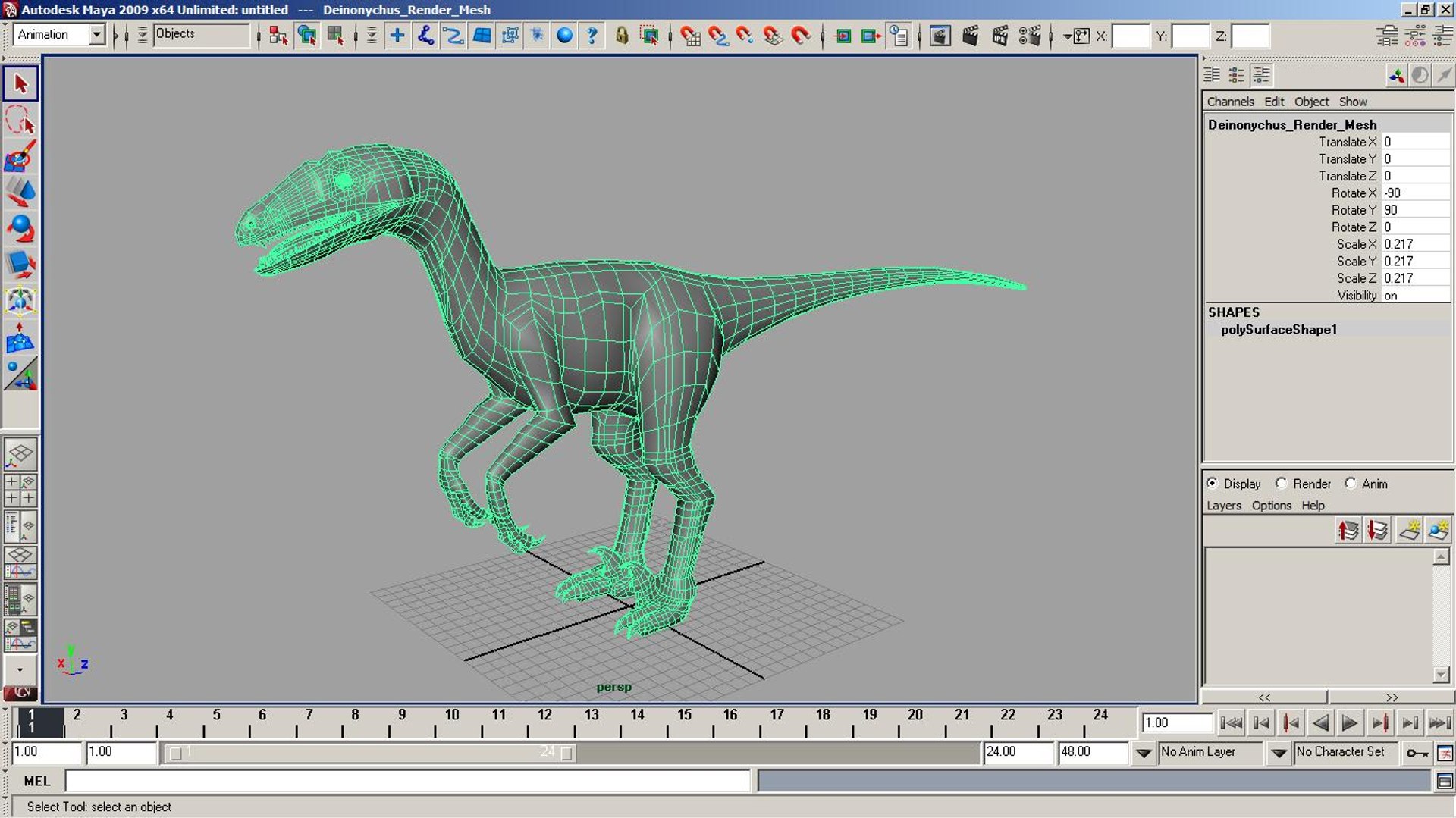 3d Model Theropod Deinonychus Modeled 001