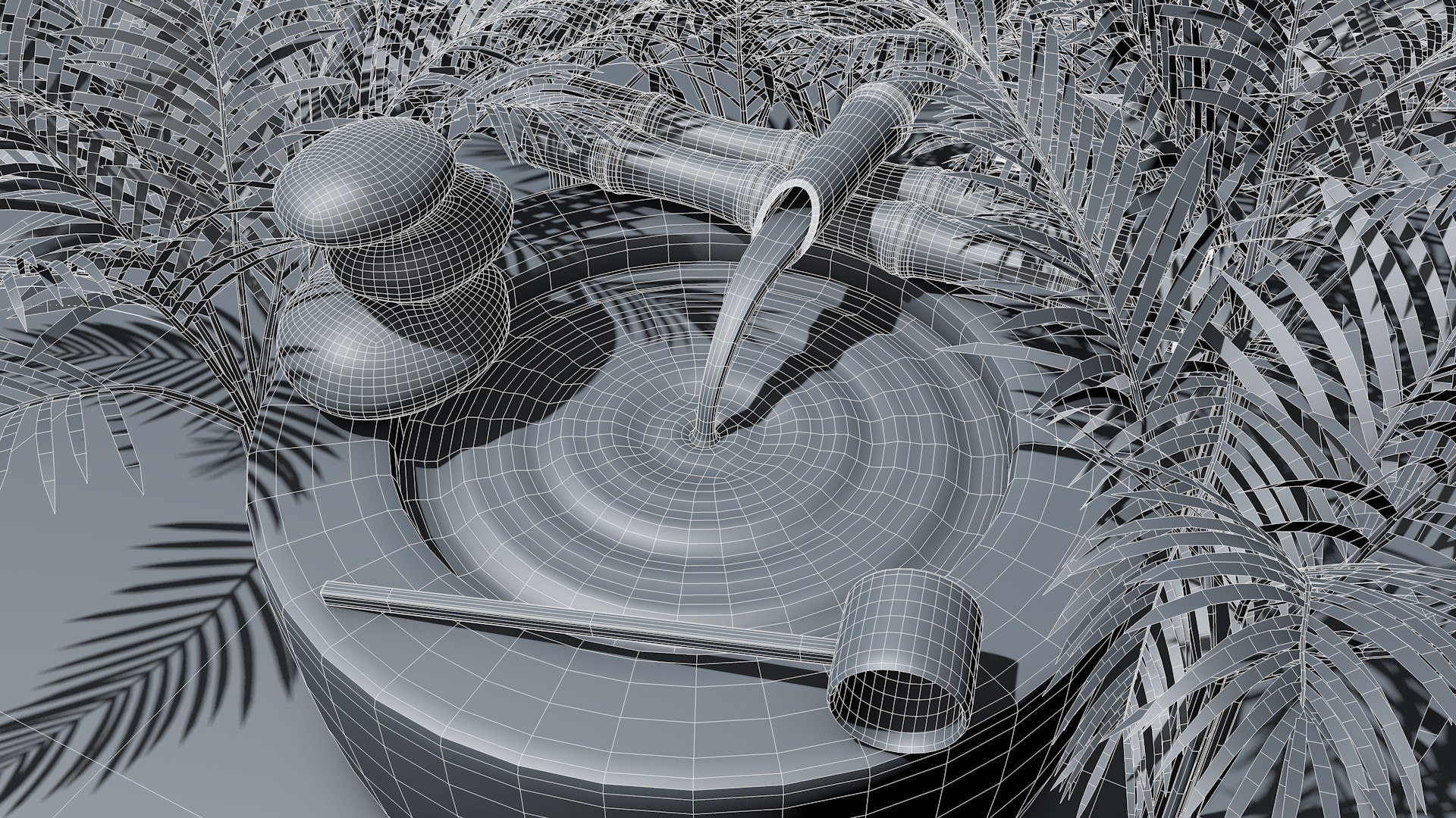 3D Stone Basin Bamboo Water Fountain Model - TurboSquid 2352364