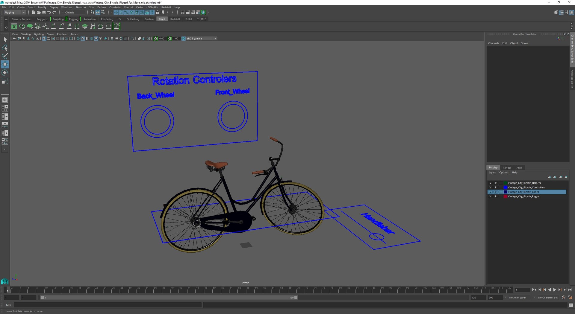Vintage City Bicycle Rigged For Maya 3D Model - TurboSquid 2297226
