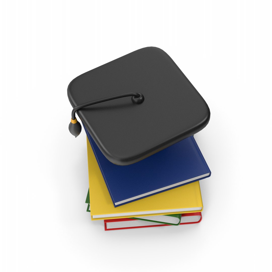 Cartoony Graduation Hat And Books 3D - TurboSquid 2226702
