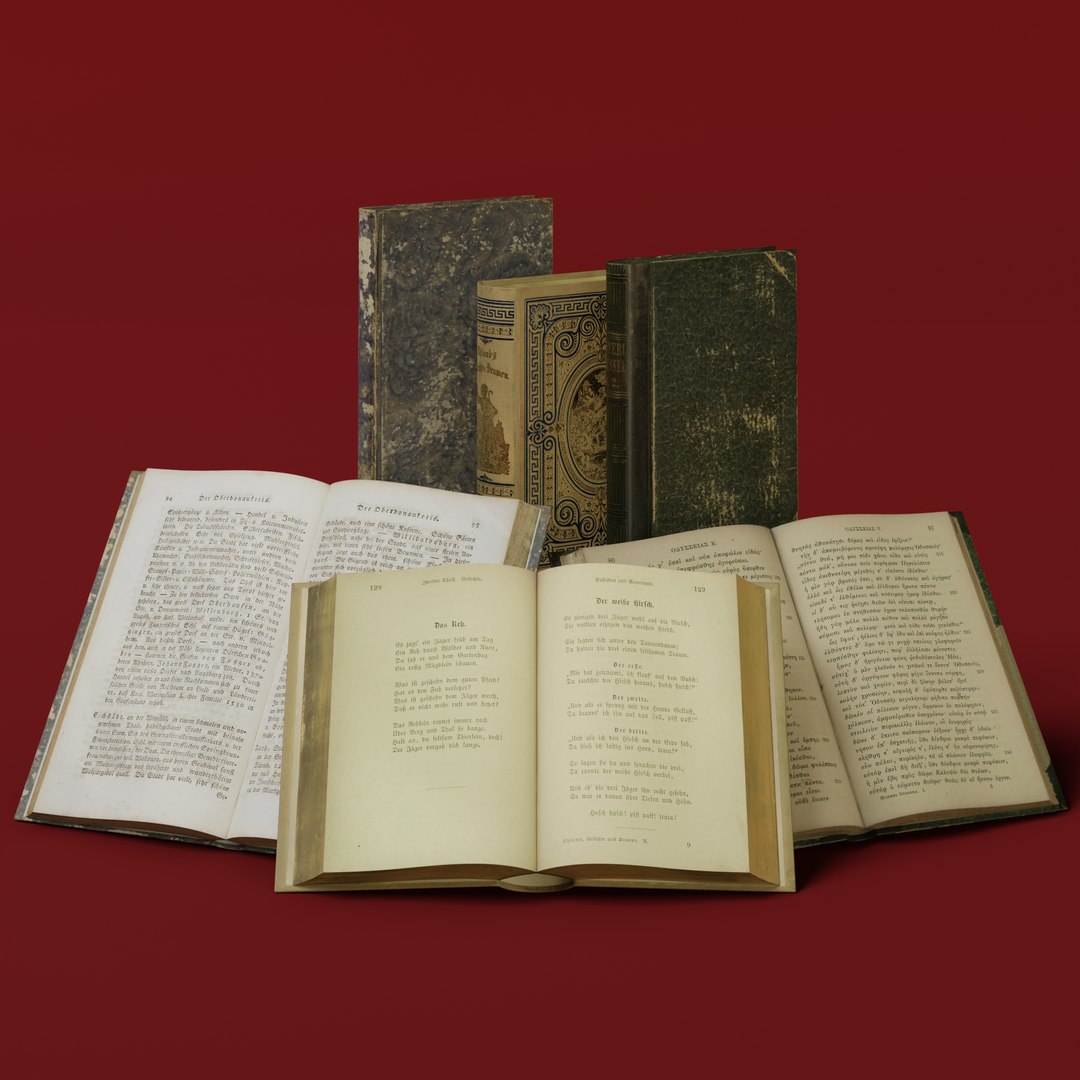 3 Antique Books - Closed And Opened 3D - TurboSquid 1988062