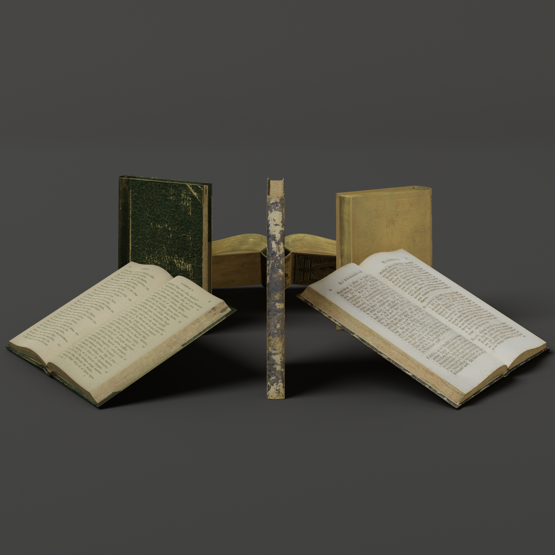 3 Antique Books - Closed And Opened 3D - TurboSquid 1988062
