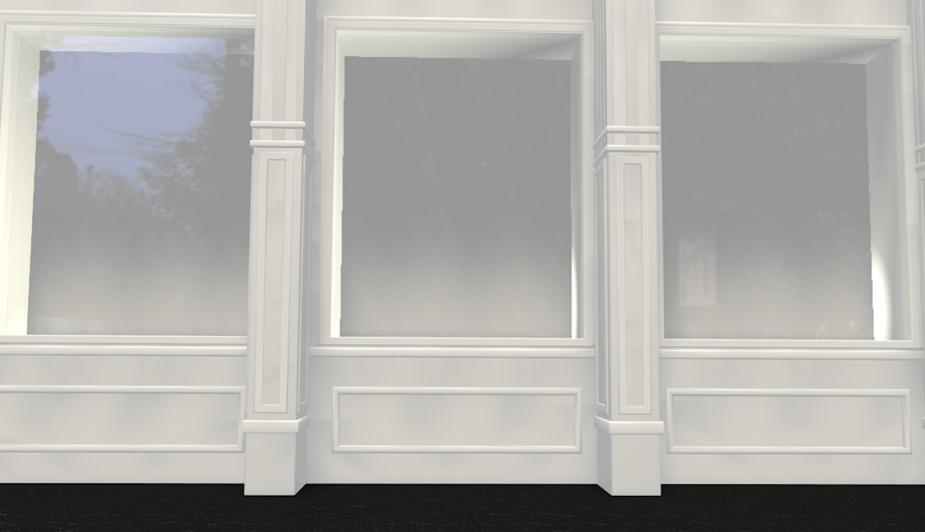 3d Store Windows Sidewalk Model