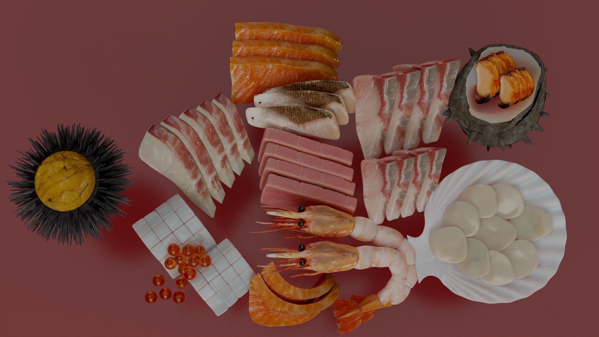 Sashimi Served On A Boat Plate 3D Model - TurboSquid 2004730