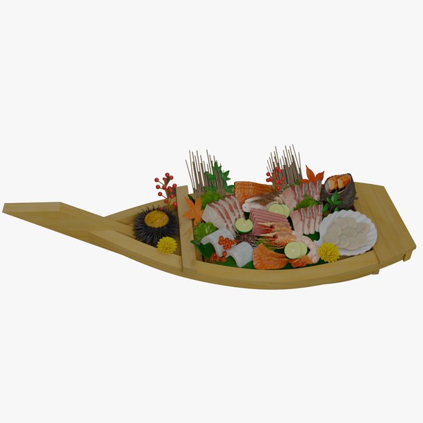 Sashimi served on a boat plate 3D model - TurboSquid 2004730