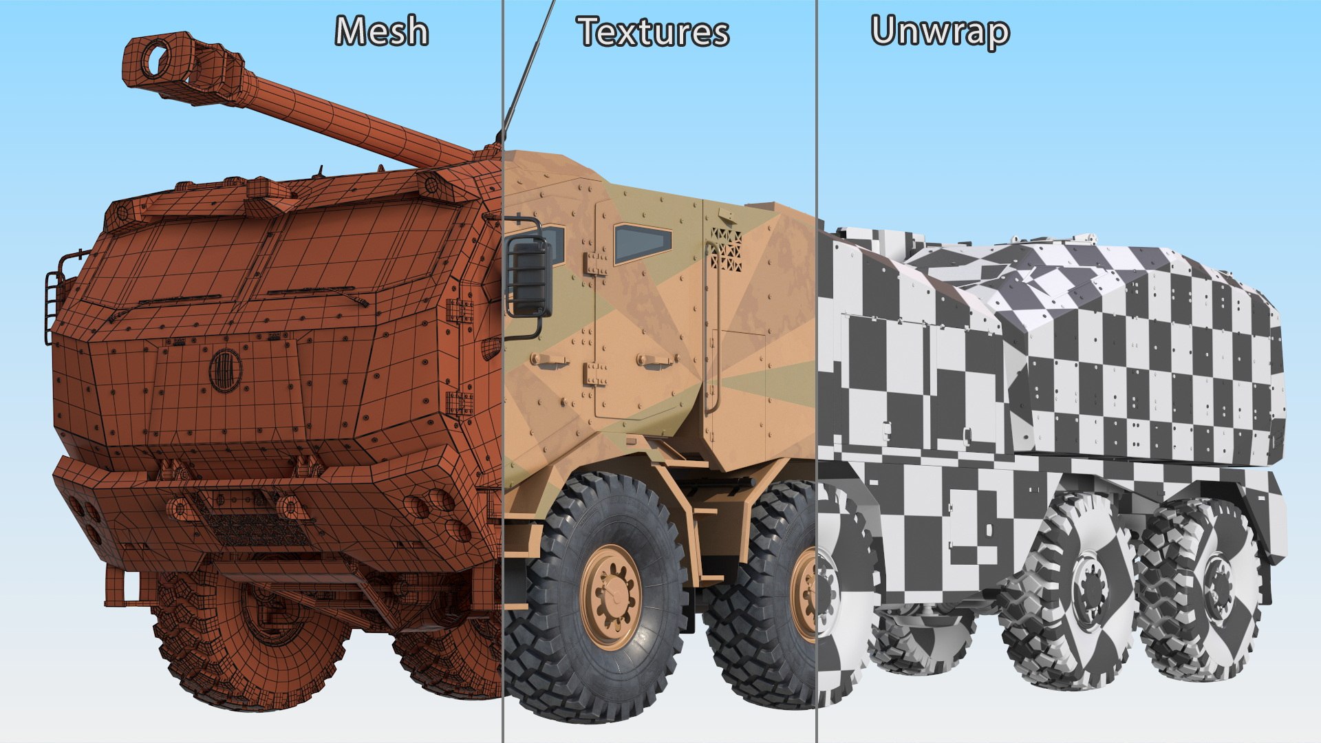 Wheeled Armored Howitzer In Desert Camouflage Model - TurboSquid 2296405