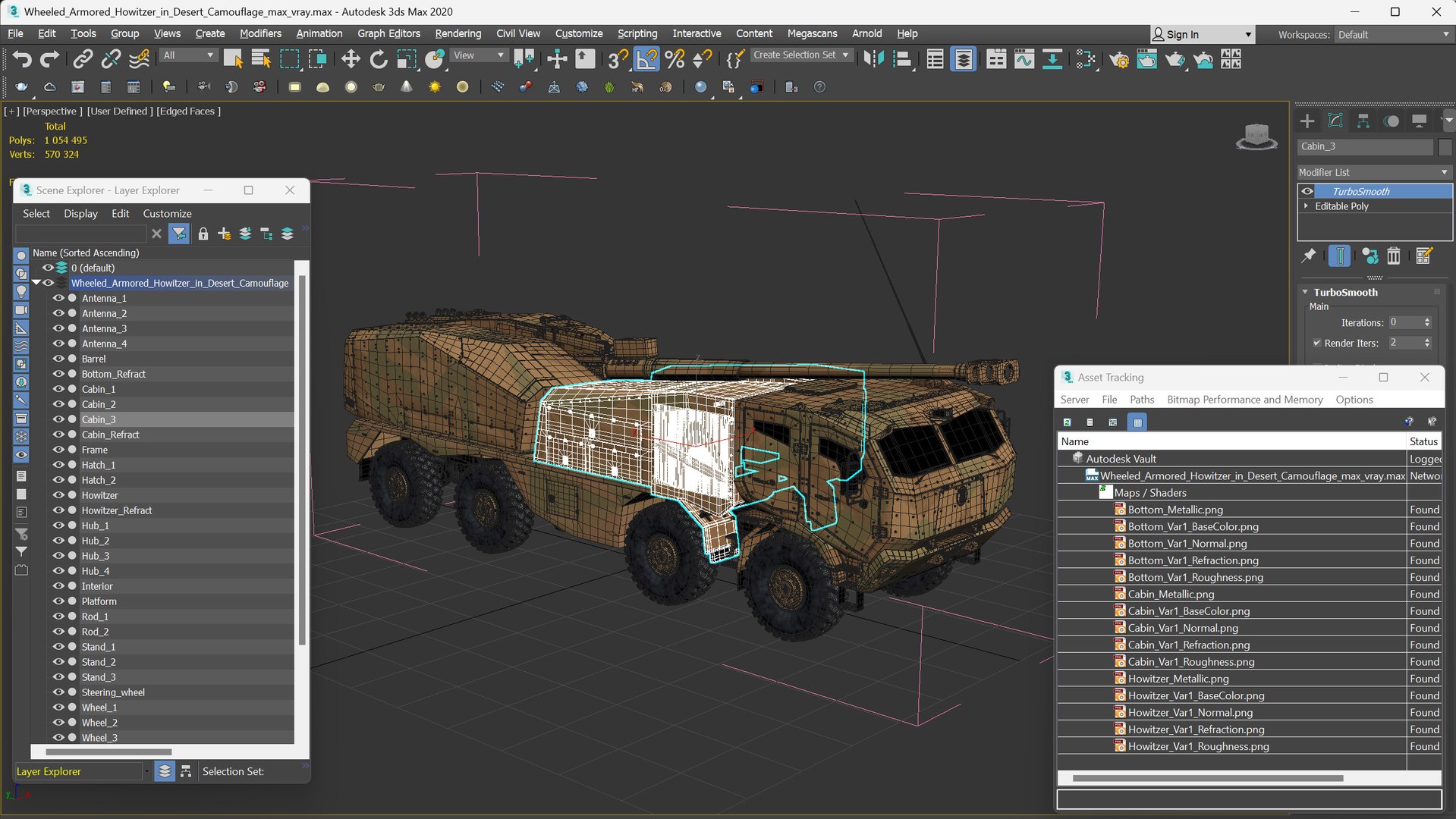 Wheeled Armored Howitzer In Desert Camouflage Model - TurboSquid 2296405
