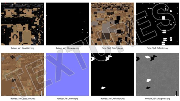 modelo 3d Obús blindado con ruedas en camuflaje del desierto ...