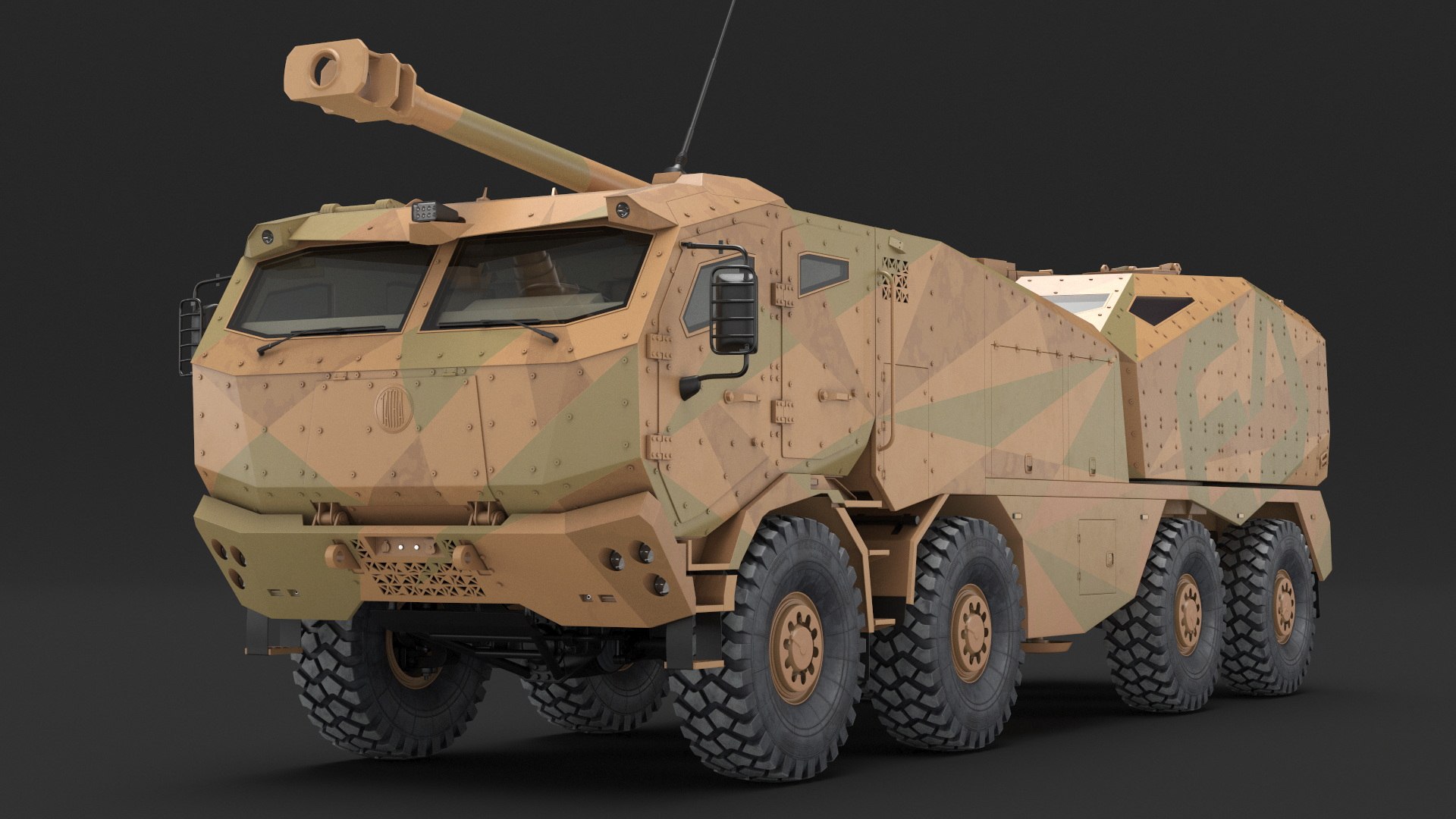 Wheeled Armored Howitzer In Desert Camouflage Model - TurboSquid 2296405