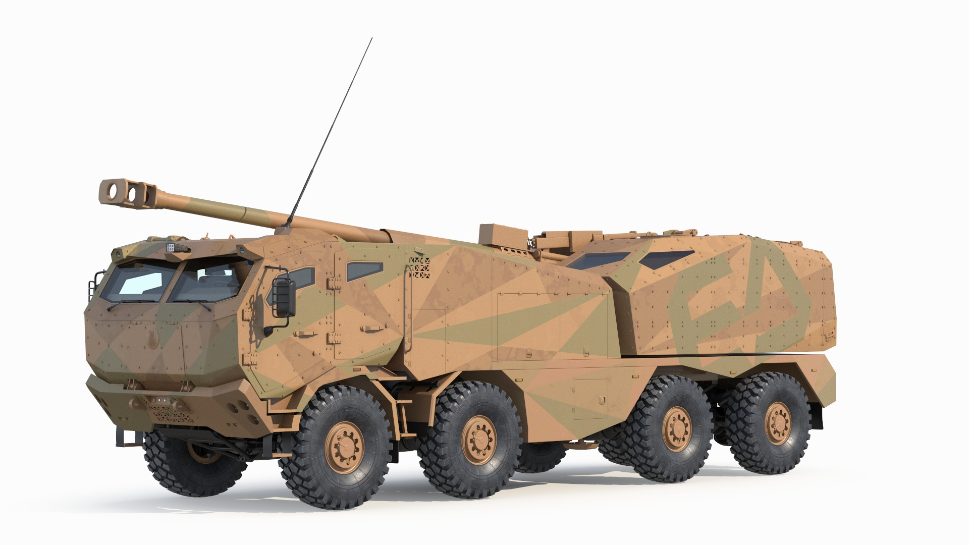 Wheeled Armored Howitzer In Desert Camouflage Model - TurboSquid 2296405