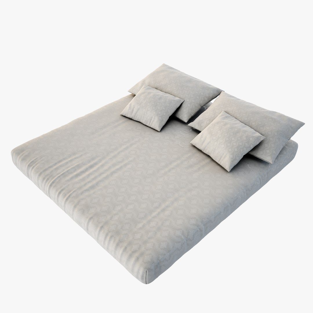 3d Bed Set Realistic Model