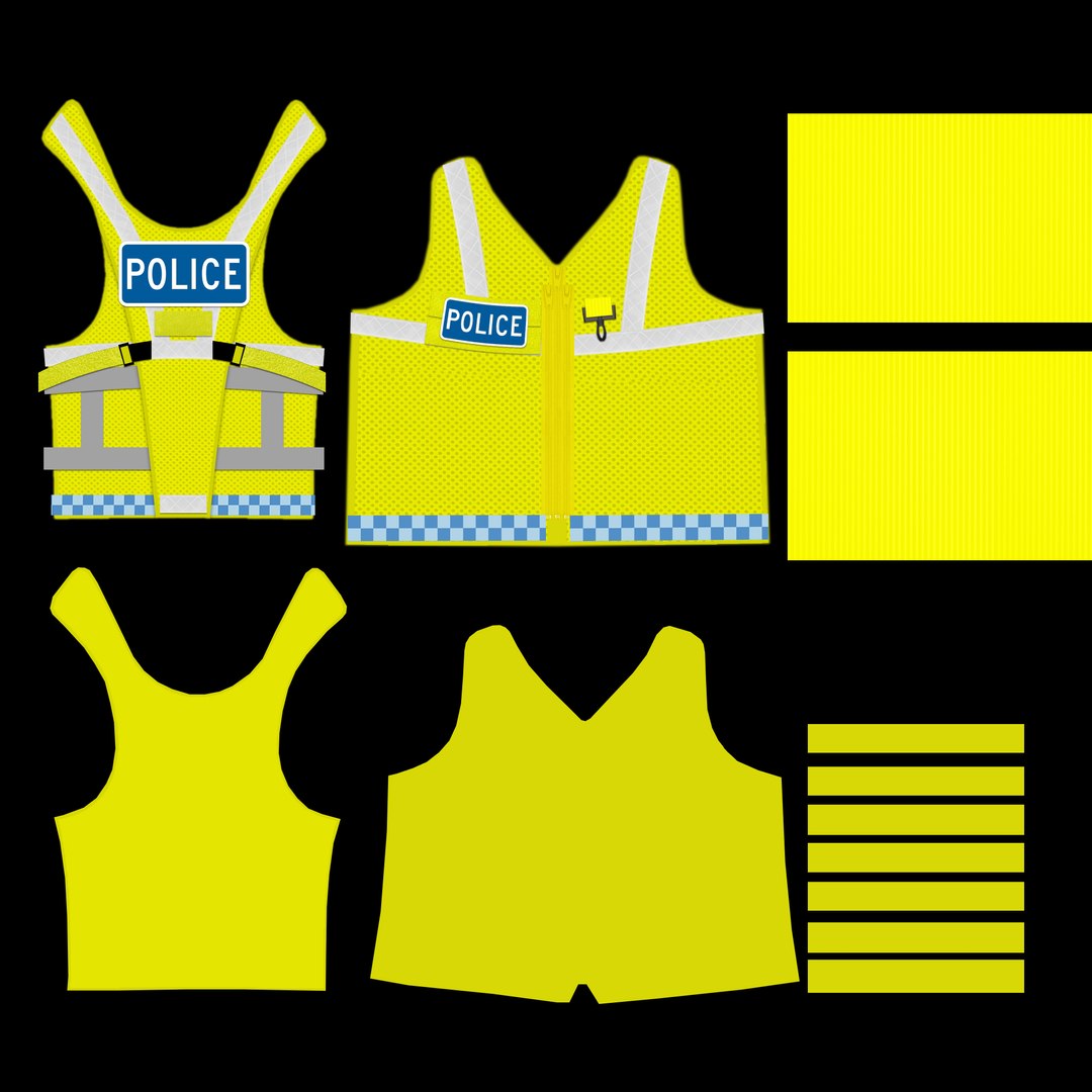 3D Yellow Police Vests Low Poly PBR - TurboSquid 2339554
