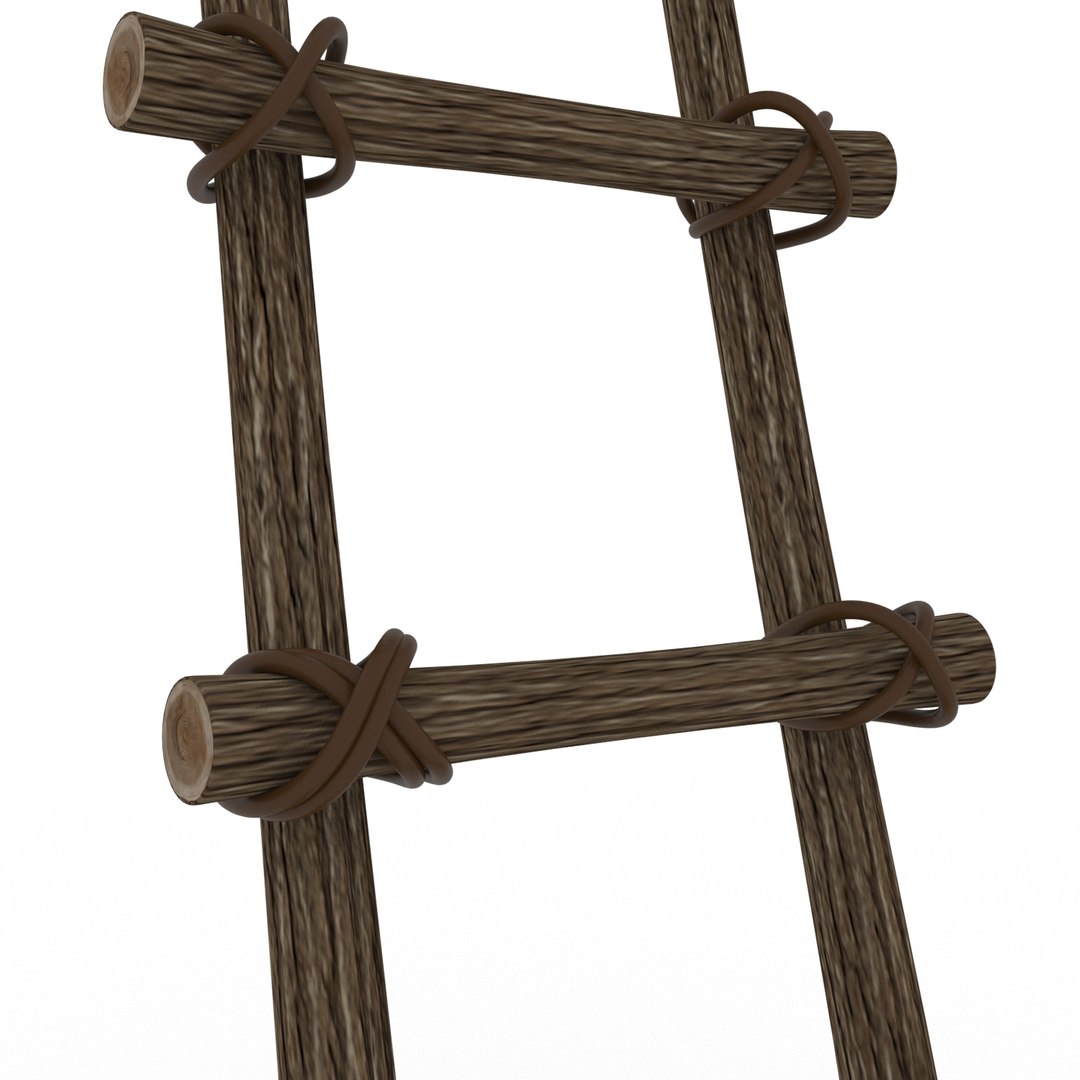 3D Model Cartoon Wood Ladder - TurboSquid 1499154