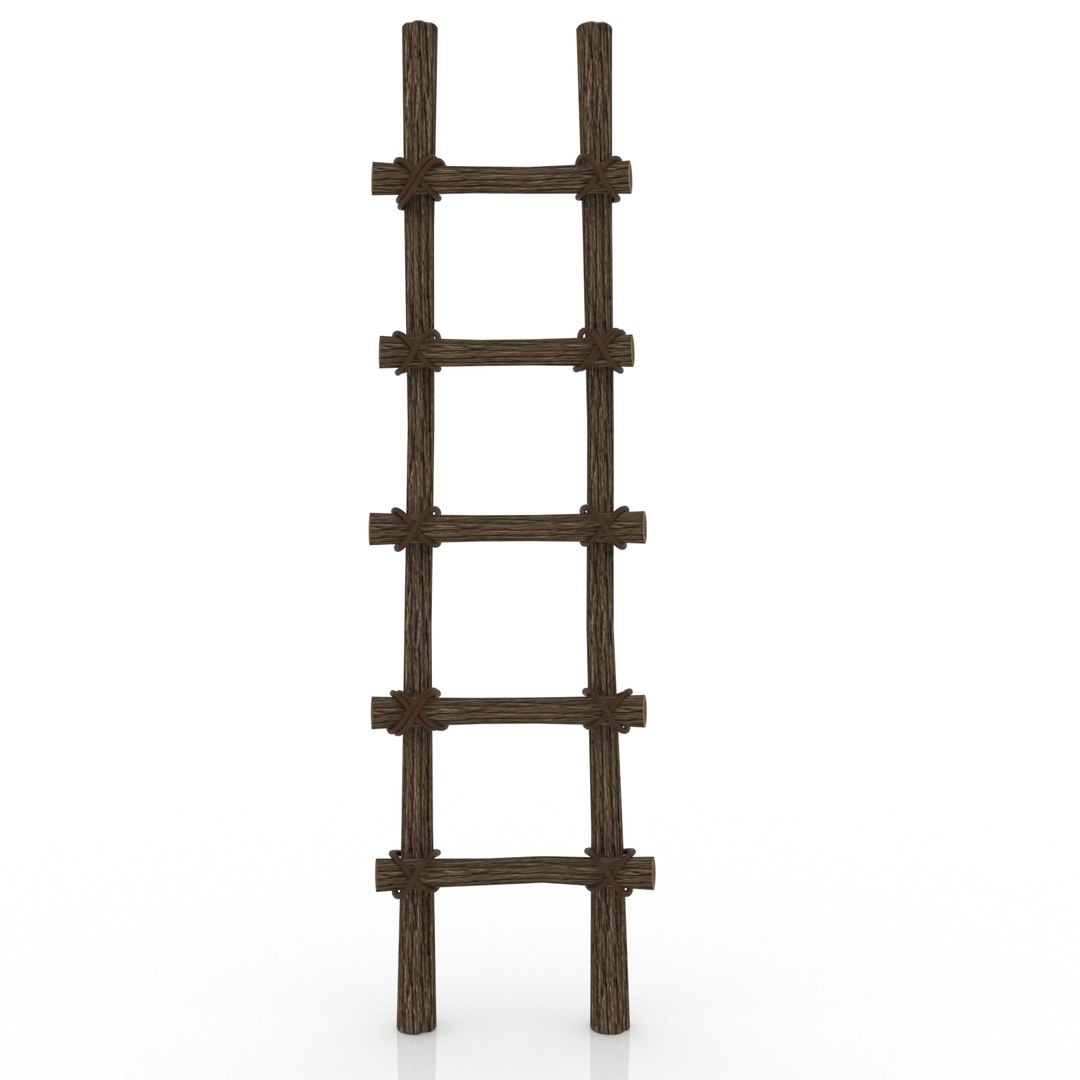 3D Model Cartoon Wood Ladder - TurboSquid 1499154