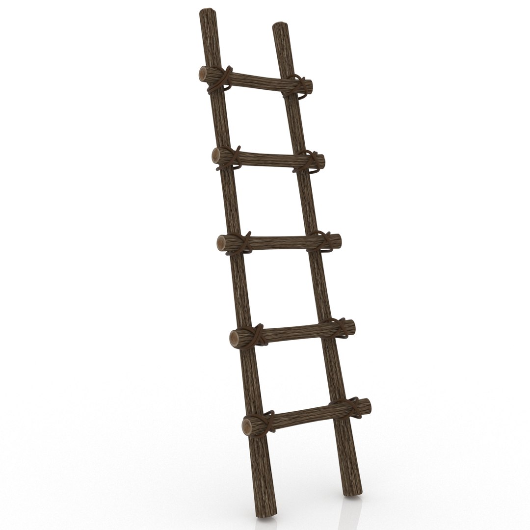 3D Model Cartoon Wood Ladder - TurboSquid 1499154