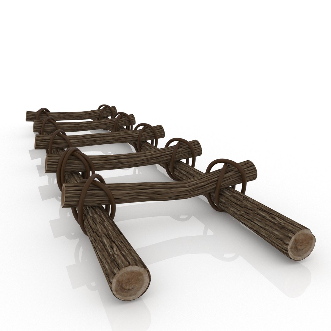 3D Model Cartoon Wood Ladder - TurboSquid 1499154