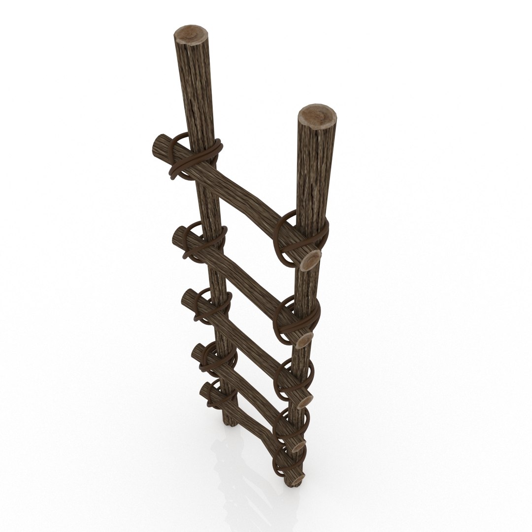 3D Model Cartoon Wood Ladder - TurboSquid 1499154