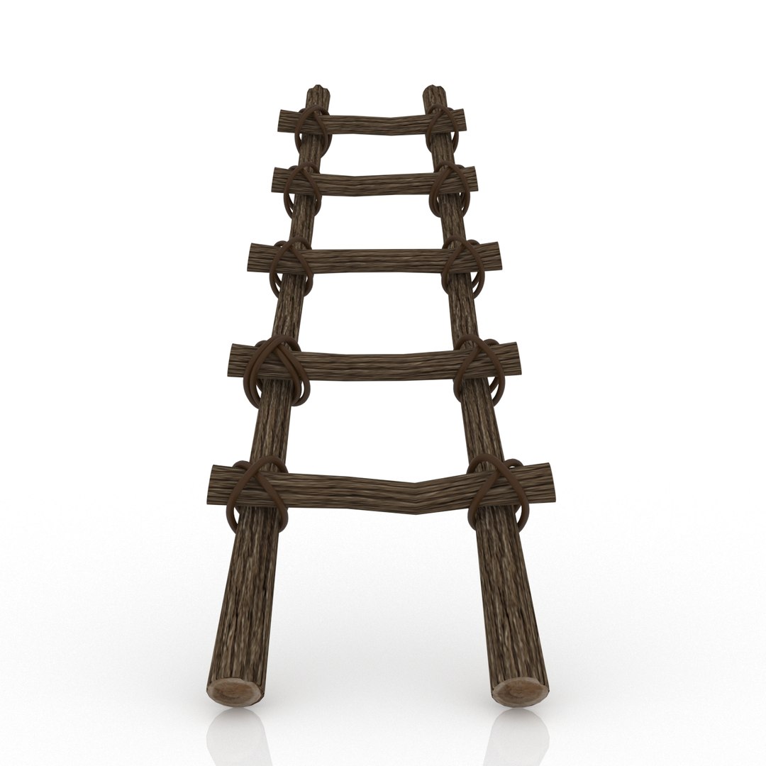 3D Model Cartoon Wood Ladder - TurboSquid 1499154