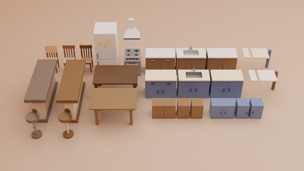 modelo 3d Paquete interior modular Low Poly - TurboSquid 1547648