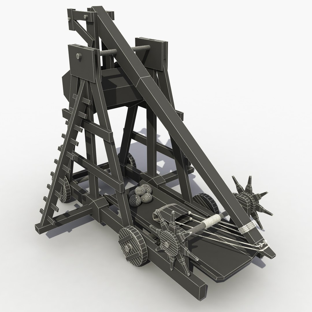 3dsmax old wooden trebuchet