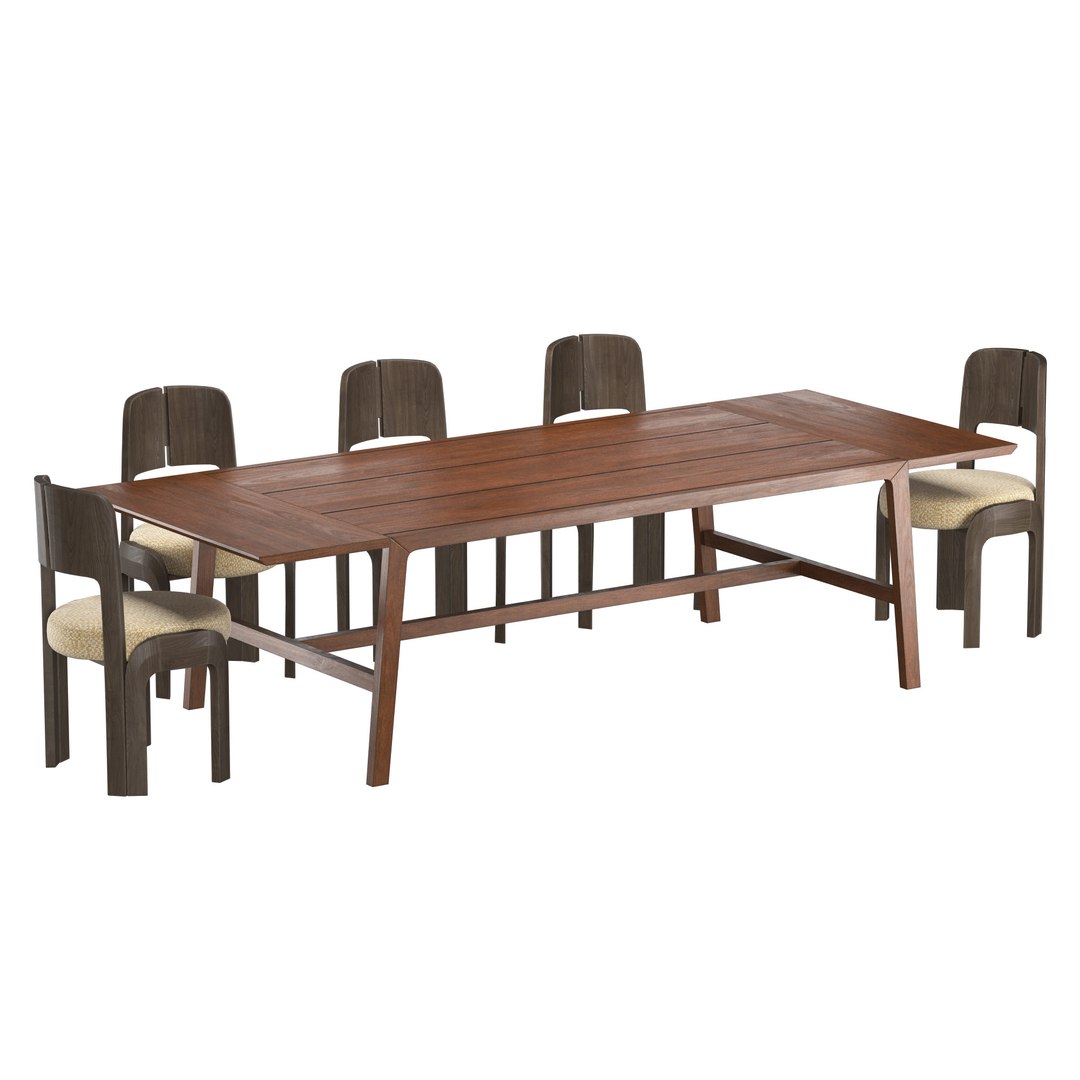 Kathy Table Akar Chair Oak 3D Model - TurboSquid 2388214