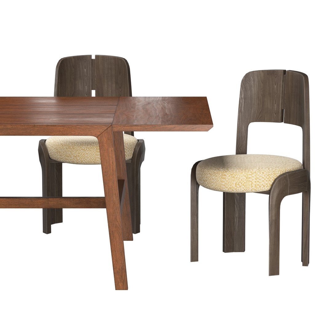 Kathy Table Akar Chair Oak 3D Model - TurboSquid 2388214
