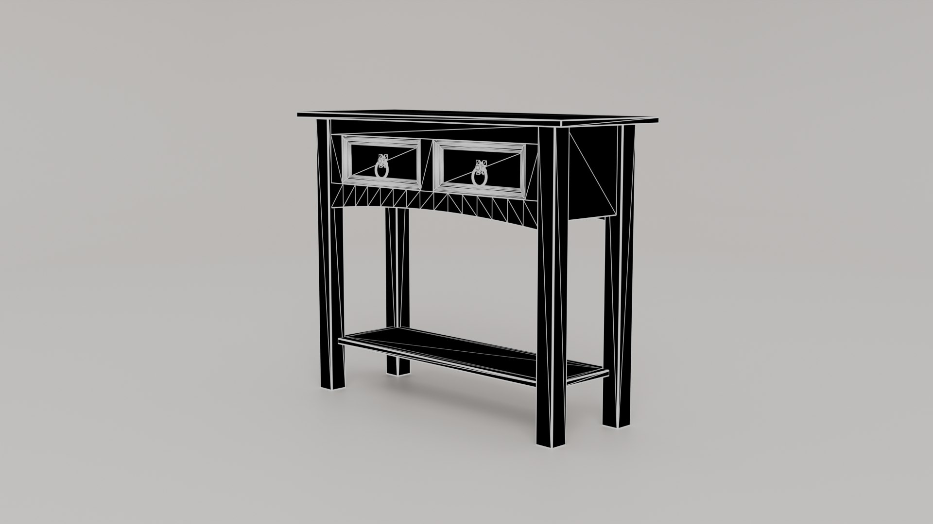 Console Table With Two Drawers And Shelf Model - TurboSquid 2514052