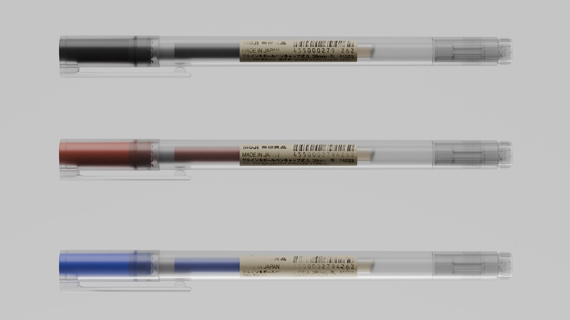 Muji Pen - 3 Colours 3D Model - TurboSquid 2234653