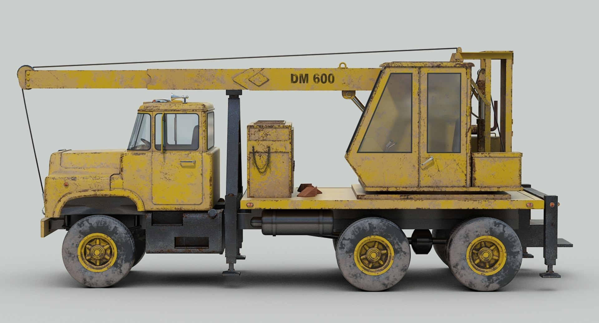 Mack Dm 600 Crane Truck 3d Model